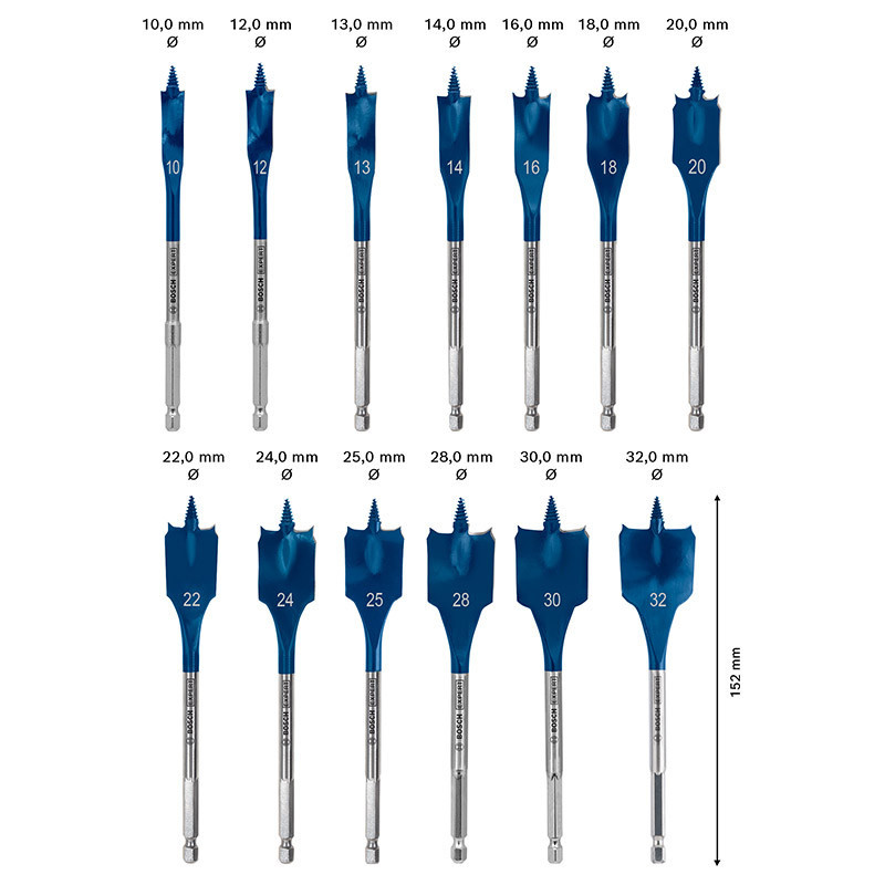 BOSCH Expert | Trousse 13 mèches plates Self Cut Speed 10-32mm | 2608900336