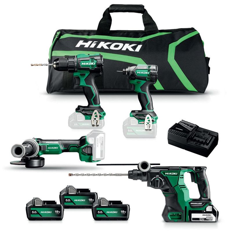 Pack 4 outils brushless 18V 3x5 Ah Hikoki KC18DEWHZ