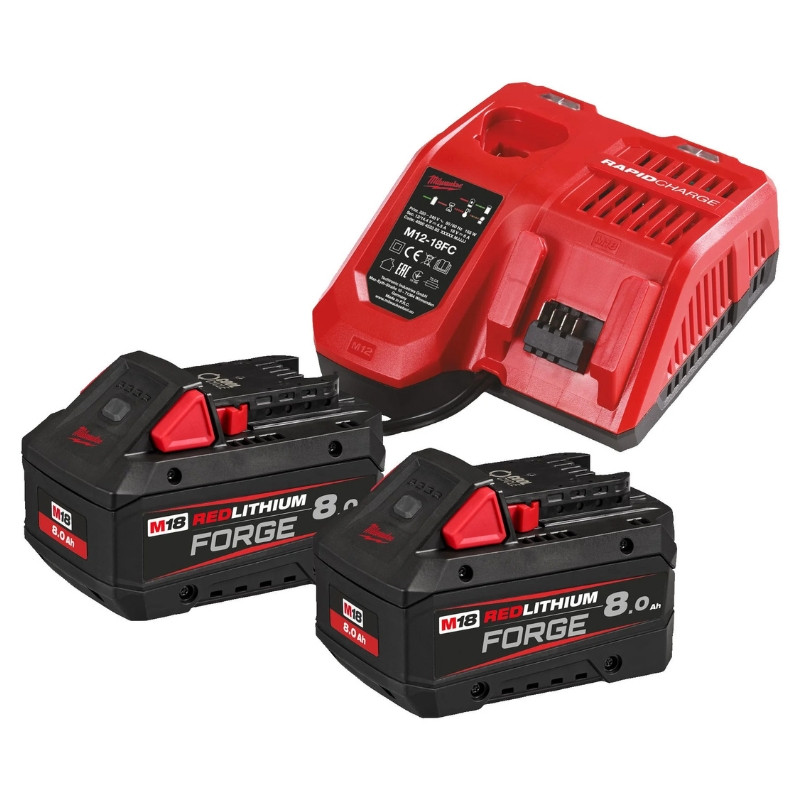 Pack 2 Batteries 18V 8Ah FORGE + Chargeur Milwaukee