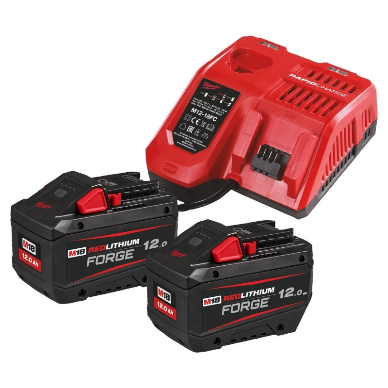 Pack 2 Batteries 18V 12Ah FORGE + Chargeur Milwaukee